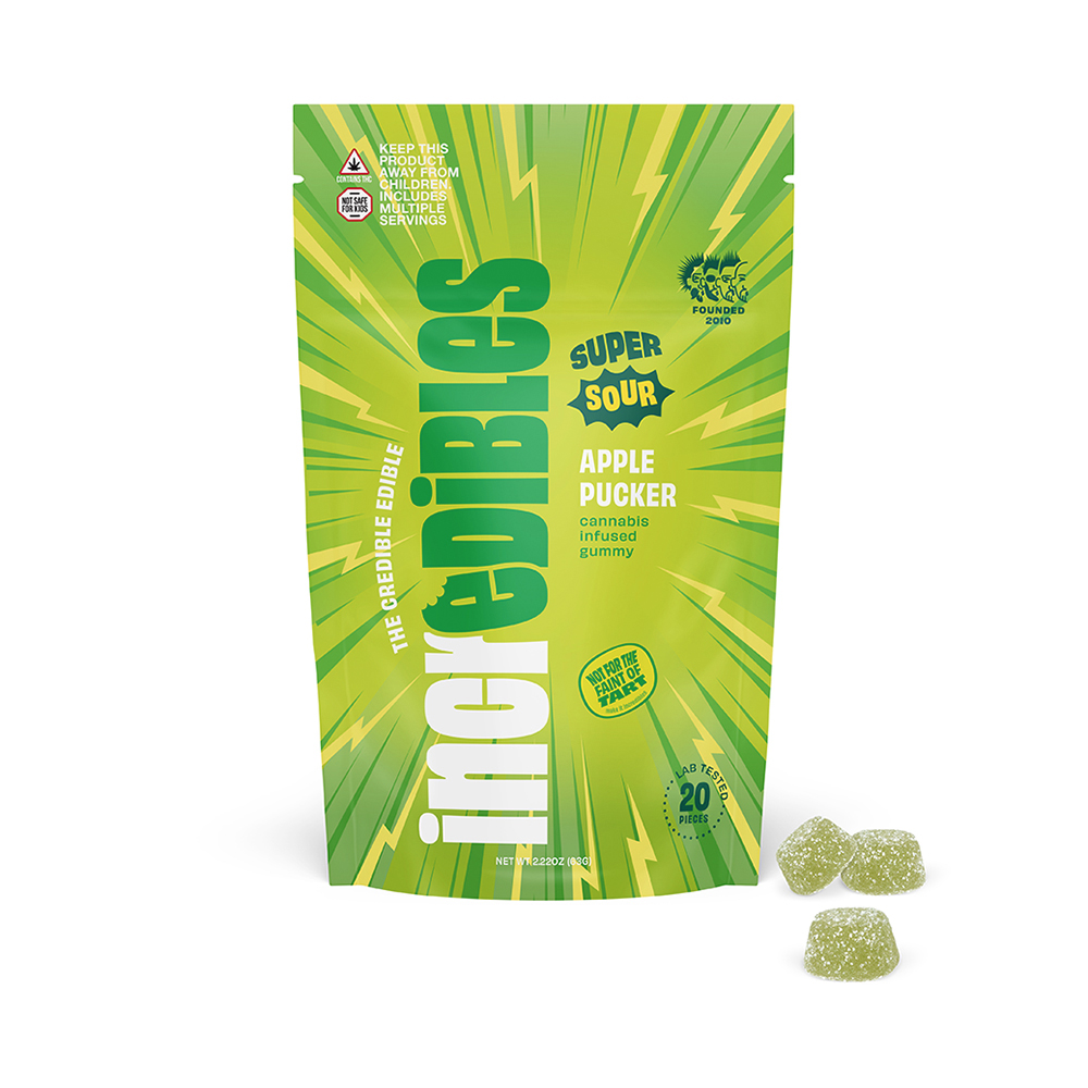 Incredibles Super Sour Apple Pucker 20pk 100mg For Sale Northampton Ma Balagan Cannabis